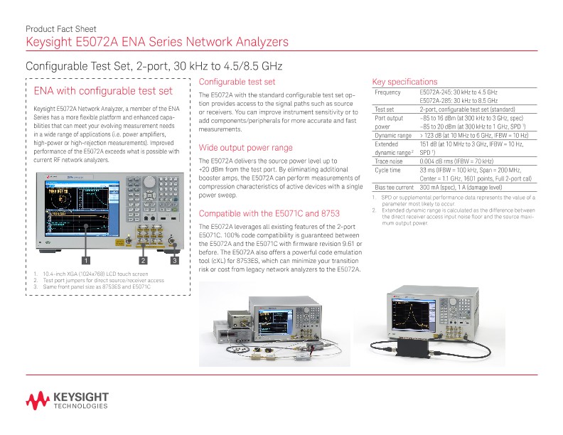 E5072A ENA Series Network Analyzers PDF Asset Page | Keysight